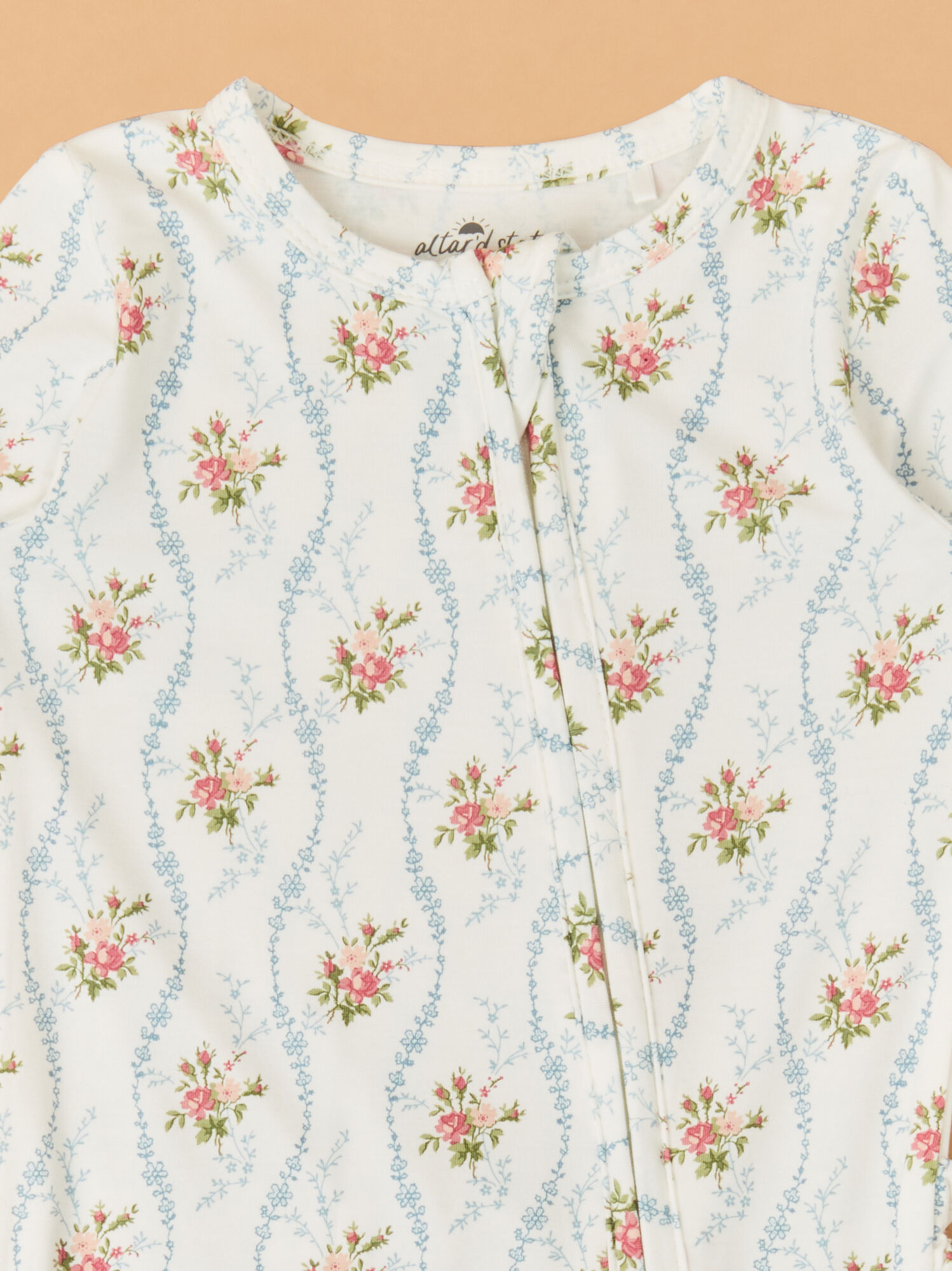 Heirloom Rose Ruffle Footie in Blue | AS Kids