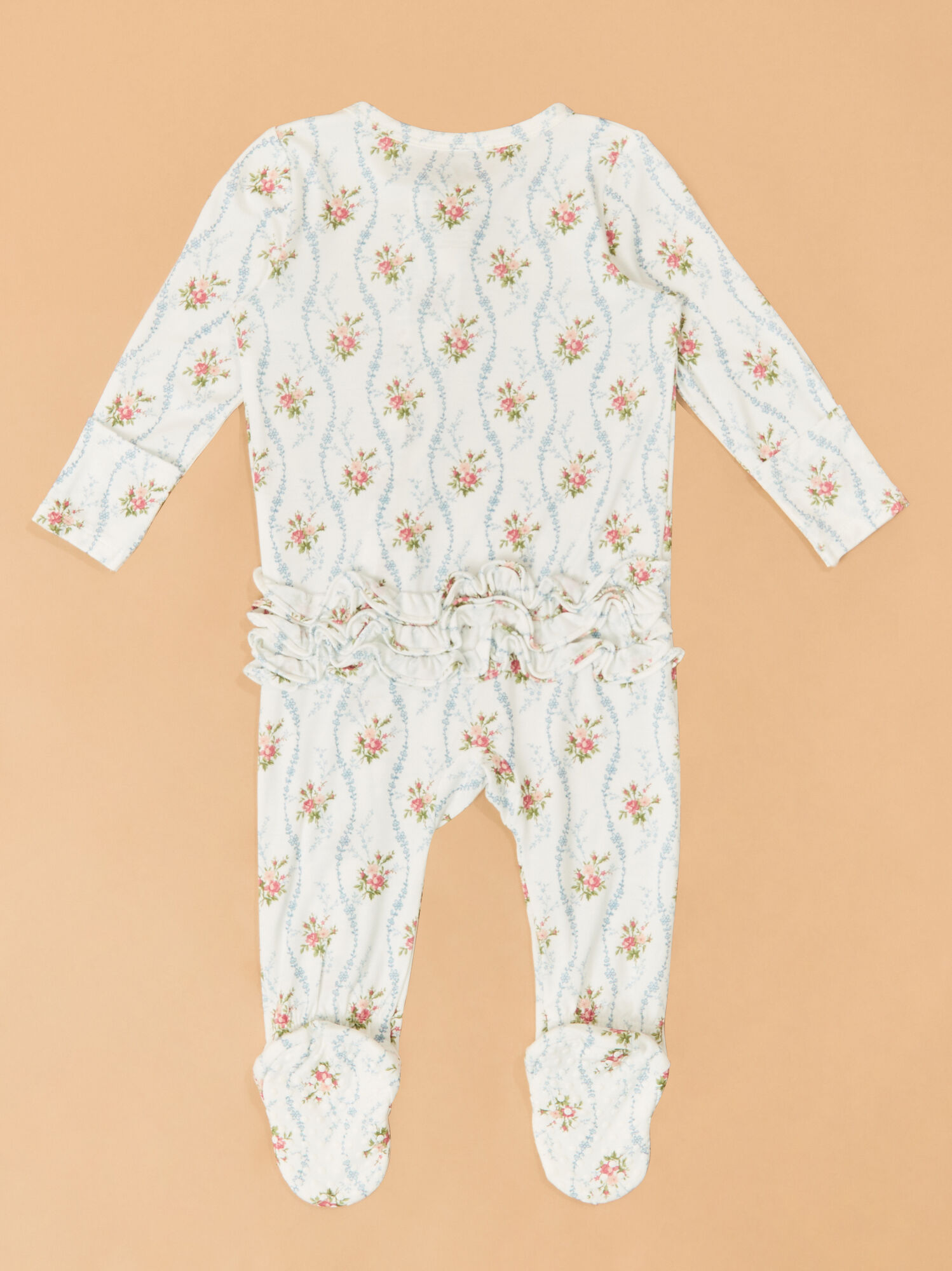Heirloom Rose Ruffle Footie in Blue | AS Kids