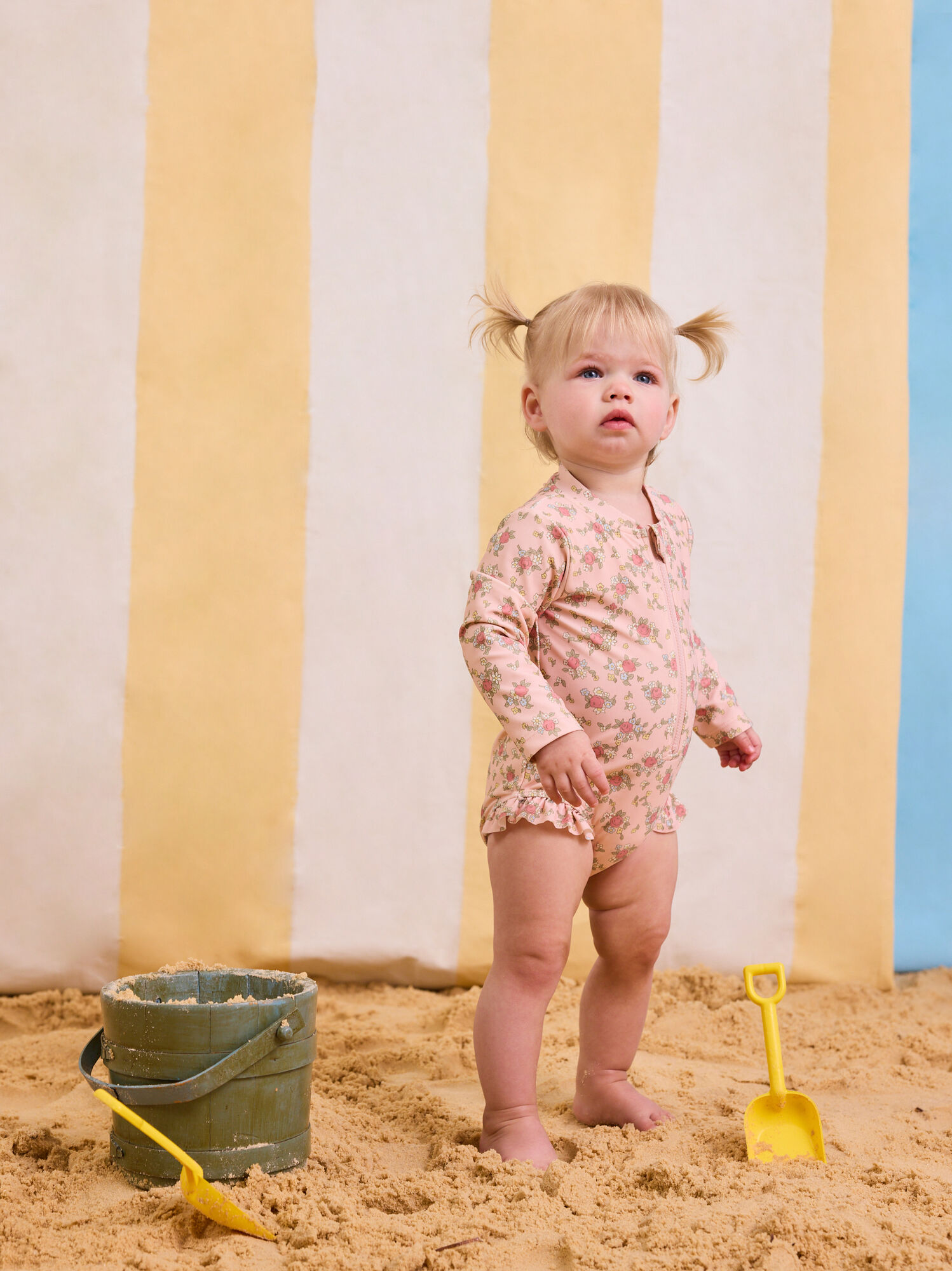 Edith Rose Long Sleeve Ruffle Leg Swimsuit in Pink | AS Kids