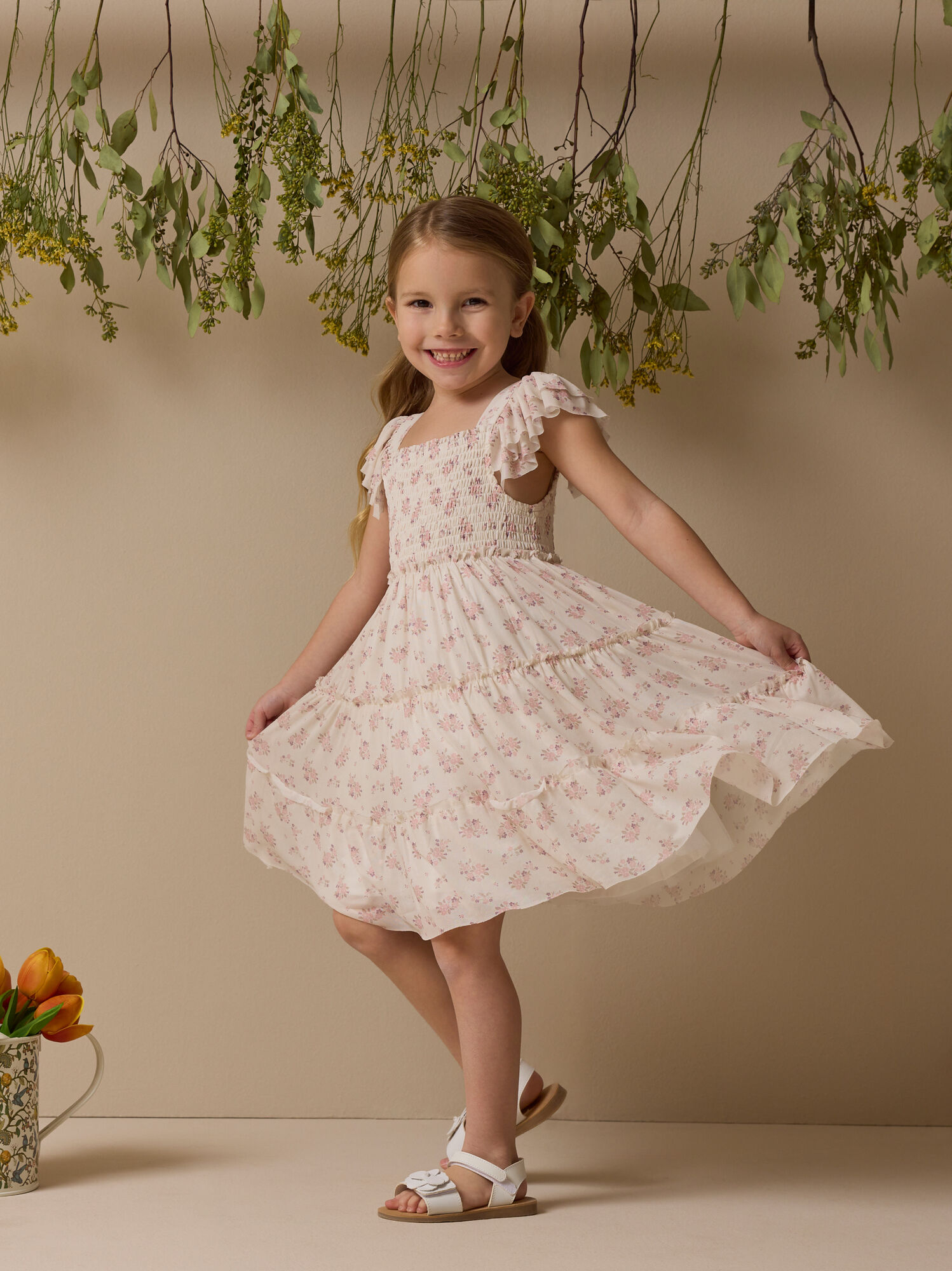Aria Floral Dress in Ivory & Pink | Altar'd State