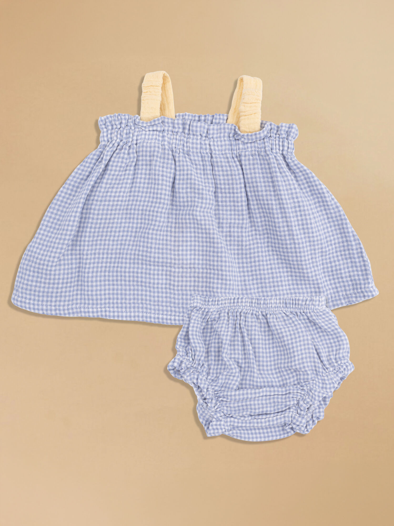 Genevieve Gingham Bow Tank With Bloomer in Blue & Yellow | AS Kids